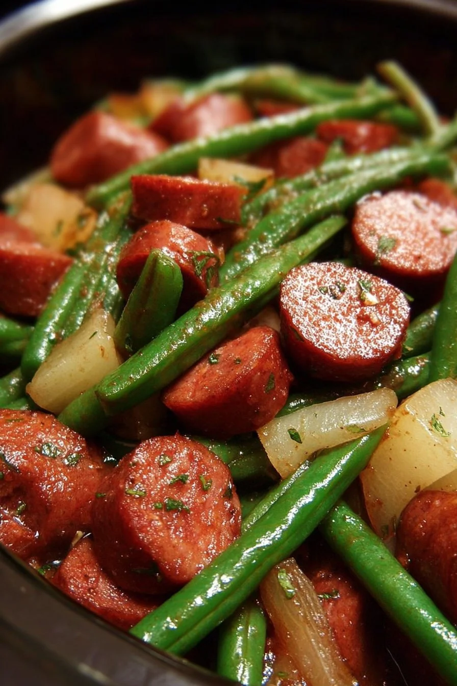 Crockpot Kielbasa and Green Beans