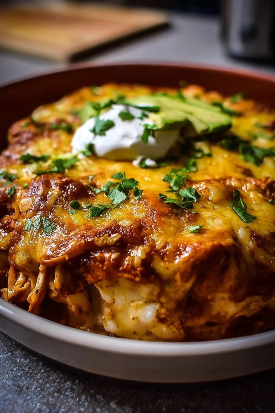 Slow Cooker Chicken Enchilada Casserole